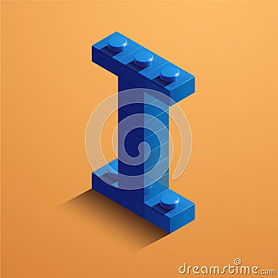 3d Isometric Letter I Of The Alphabet. 3d Isometric Plastic Letter From ...
