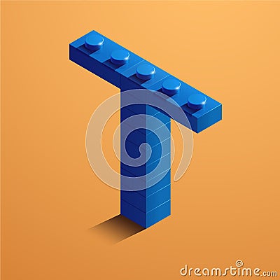 3d Isometric Letter T Of The Alphabet. 3d Isometric Plastic Letter From ...