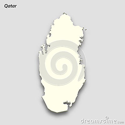 3d Isometric Map Of Qatar Isolated With Shadow Cartoon Vector ...