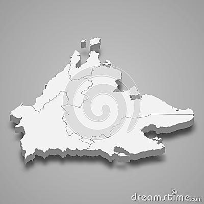 3d Isometric Map Of Sabah Is A State Of Malaysia Royalty-Free Cartoon ...