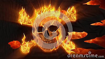 3D Jolly Roger Fire Pirate Flag Animation Loop Background Stock Video ...