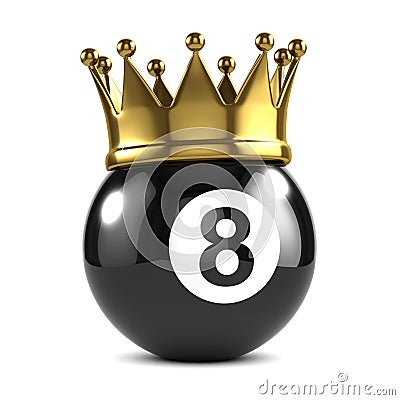 3d King 8 Ball Wears A Gold Crown Stock Illustration - Image: 44039405