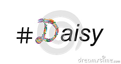 D Letter Symbol, D Monogram. Daisy Word Creative Poster Design. Cartoon ...