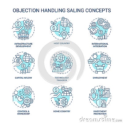 2D Linear Icons For Foreign Direct Investment Concepts Vector ...
