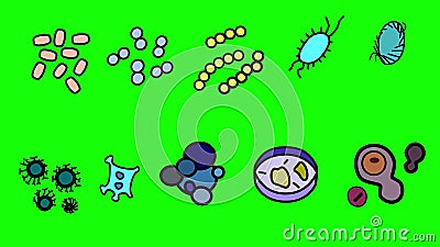 2d Loop Animation of Microbes, Virus, Dangerous Infection, Motion ...