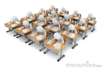 3d Man In Classroom, Exam Test Royalty Free Stock Image - Image: 33025806