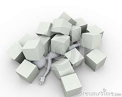 3d Man Covered Under Boxes Cubes Royalty-Free Illustration ...