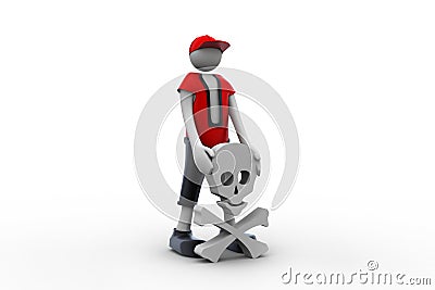 3d Man With Danger Skull Sign Stock Photo | CartoonDealer.com #38046564