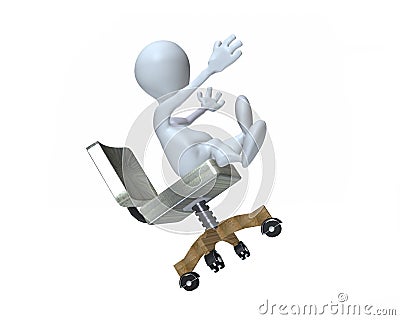 A 3d Man Falling From A Chair Stock Illustration - Image: 46818784