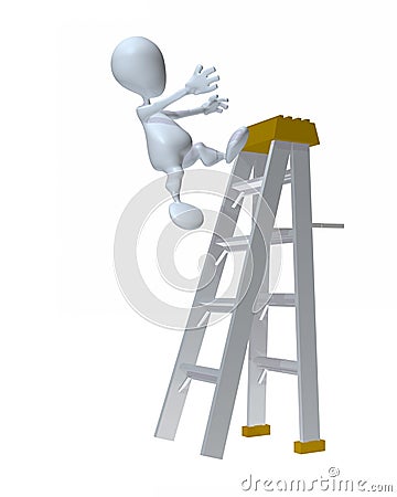 3d Man Falling Off A Ladder Stock Photography | CartoonDealer.com #46848290