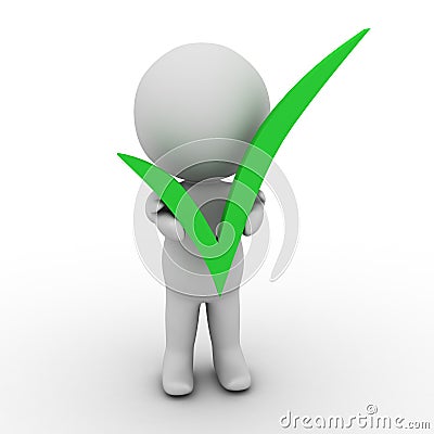 3D Man Giving Green Checkmark Stock Photo - Image: 33825360