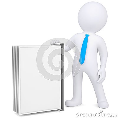 3d Man Holding A Changeover Advertising Stand Royalty-Free Stock ...