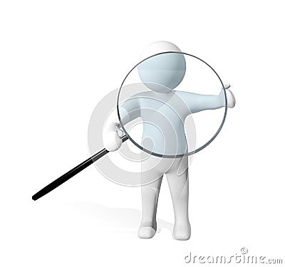 3d Man Investigating With Magnifying Glass Royalty-Free Stock Photo ...