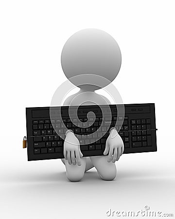 3d Man With A Keyboard Royalty-Free Stock Image | CartoonDealer.com ...