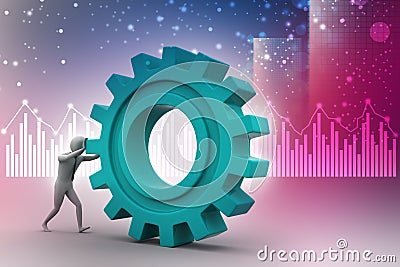 3d Man Pushing The Gear Royalty-Free Stock Photography | CartoonDealer ...