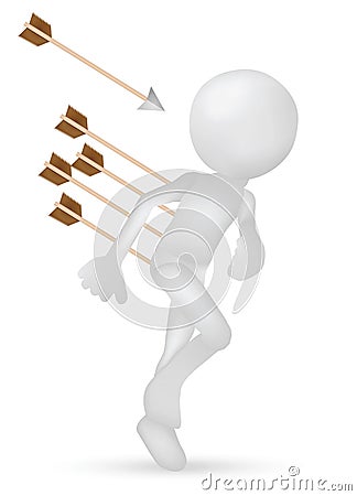 3d Man Running From Arrows Cartoon Vector | CartoonDealer.com #30767133