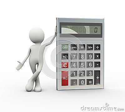 3d Man Standing With Calculator Stock Illustration - Image: 52332885