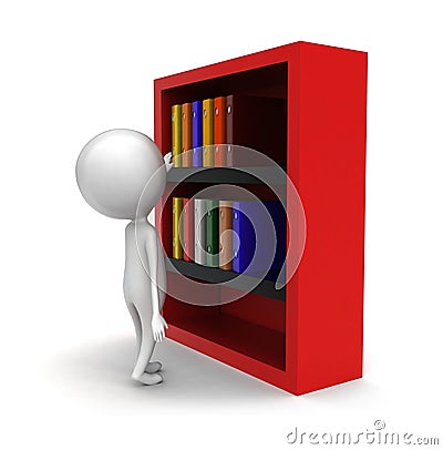 3d Man Taking Or Putting File From Or Back In To The Shelf Concept ...