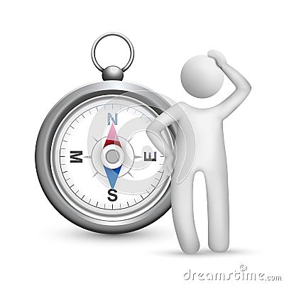 3d Man Thinking With A Compass Cartoon Vector | CartoonDealer.com #36750017