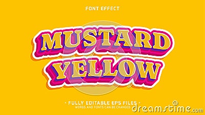3d Minimalists Style Vector Text Effect With Yellow Mustard Word Food ...