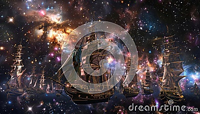 3D Model Abstract Art Of Deep Space Voyaging Abstract Celestial Armada ...