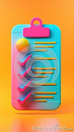 3D Model Of A Checklist Icon Representing Risk Management With A ...