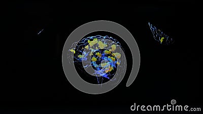 3d Model of the Movement of Nerve Impulses in the Human Brain. Stock ...