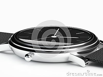3d Model Of Watches With A Black Strap In A Minimalist Style. Side View ...