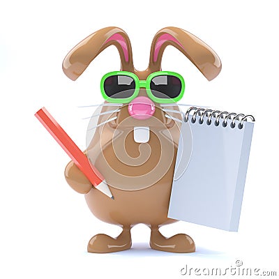 3d Note Taking Bunny Stock Illustration - Image: 38866394
