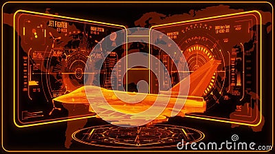 3D Orange Jet Fighter HUD Interface Motion Graphic Element Stock ...