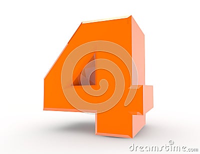 3d Orange Number 4 Isolated On White Background 3d Rendering Stock ...
