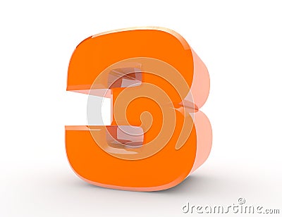 3d Orange Number 3 Isolated On White Background 3d Rendering Royalty ...