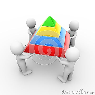 3d People Holding Color Segment Pyramid Stock Illustration ...