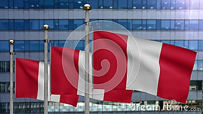 3D, Peruvian Flag Waving on Wind. Close Up of Peru Banner Blowing Soft ...