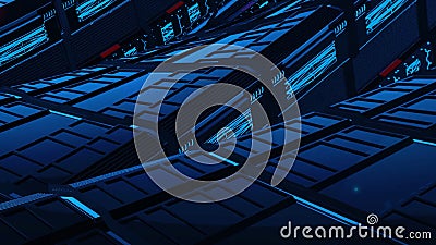 3D Platforms Are Moving On Spaceship. Motion. Futuristic 3d Platforms ...