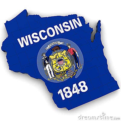 3d Political Map Of Wisconsin Stock Photography | CartoonDealer.com ...