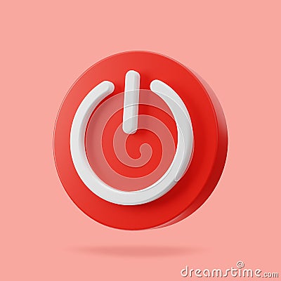 3D Red Power Button Icon. 3D Rendered Digital Symbol. Royalty-Free ...