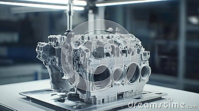 3D Printed Engine Block Model On A Table Royalty-Free Stock Image ...