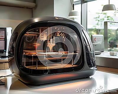 A 3D Printer Laying Groundwork For A Futuristic Gadget Royalty-Free ...