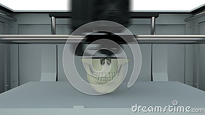 3D Printing Device Creating a Skull Model. the Whole Process is Speeded ...