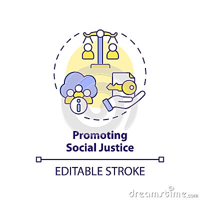 2D Promoting Social Justice Concept Linear Icon Cartoon Vector ...
