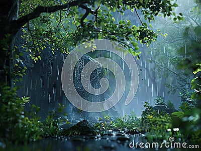 3D Realistic Animation Of A Forest Crying With Tears Flowing From Tree ...