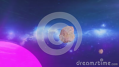 3D Render Animation of Mars, Starry Sky, Milky Way, Nebula and Flying ...