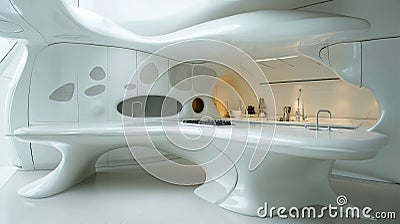 Futuristic Biomorphic Kitchen Designs Interior Stock Image ...