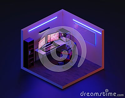 3d Render Gaming Room Isometric., 3d Illustration | CartoonDealer.com ...