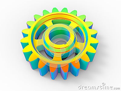 3D Render Illustration Of A FEA Gear Analysis Royalty-Free Cartoon ...