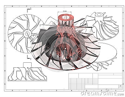 3D Rendering - Glass Turbo Impeller Drawing Royalty-Free Illustration ...