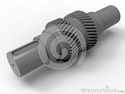 3D Render - Grey Metallic Geared Shaft Royalty-Free Cartoon ...