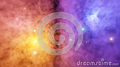 3d Render Nebula Loop Background with Glowing Star and Blue Orange ...
