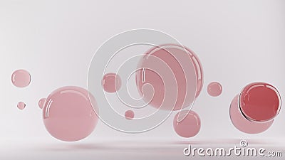 3D Render of Pink Glass Transparent Balls Falling and Jumping on White ...